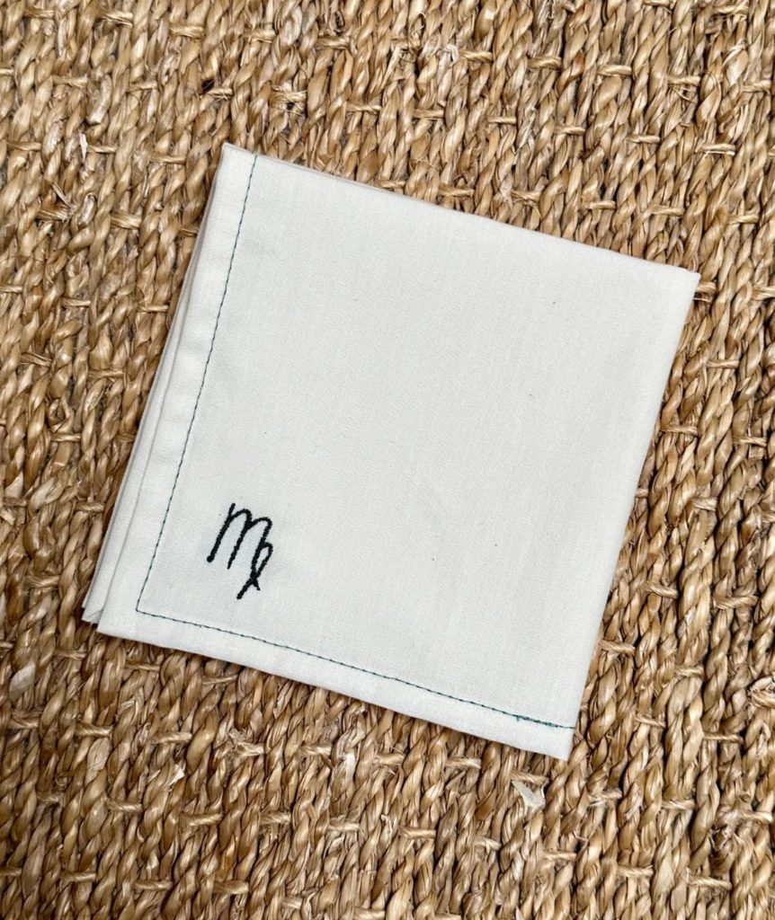 Mouchoir en tissu brodé - Signe astro Vierge - ernest&lulu